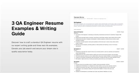 QA Engineer Resume Examples Writing Guide