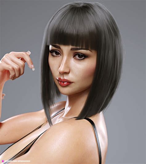 rule 34 1girls 2021 3d black hair bob cut female female only gray