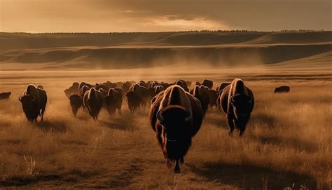 Premium Ai Image Cattle Grazing On Meadow At Sunrise Generated By Ai