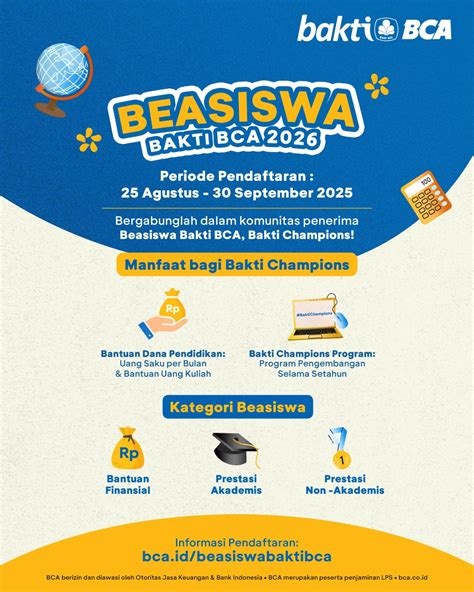Pembukaan Pendaftaran Beasiswa Bakti Bca Tahun 2025 Direktorat Kemahasiswaan Dan Alumni