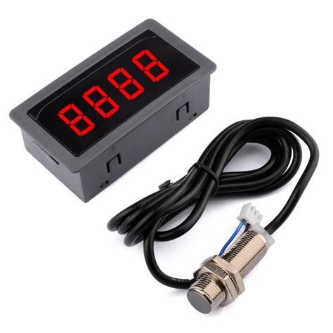 Jual Red Led Rpm Meter 4 Digital Tachometer Npn Hall Proximity Sensor Shopee Indonesia