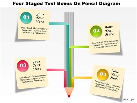 0115 Four Staged Text Boxes On Pencil Diagram PowerPoint Template Templates PowerPoint