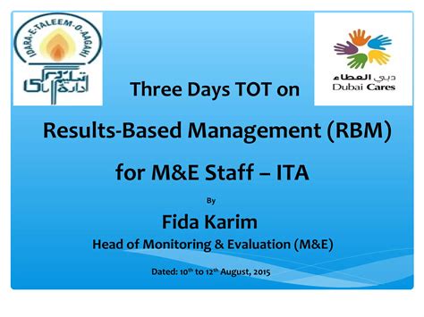 Presentation Training On Result Based Management Rbm For Mande Staff Ppt