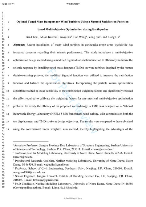 pdf optimal tuned mass dampers for wind turbines using a sigmoid satisfaction function based