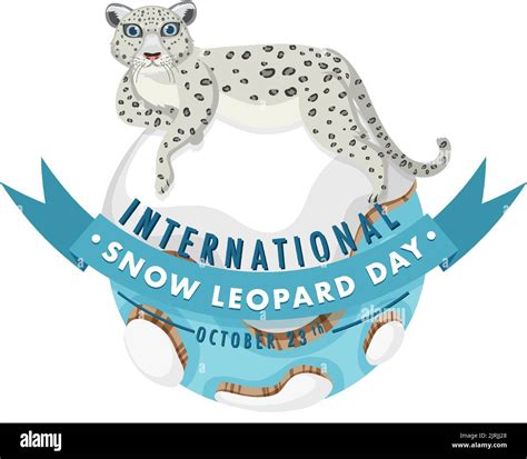 International Snow Leopard Day Banner Design Illustration Stock Vector