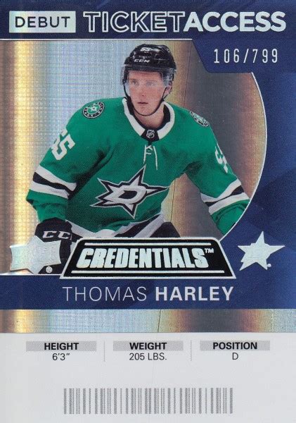 Insert Rc Karta Thomas Harley 20 21 Credentials Debut Ticket Access