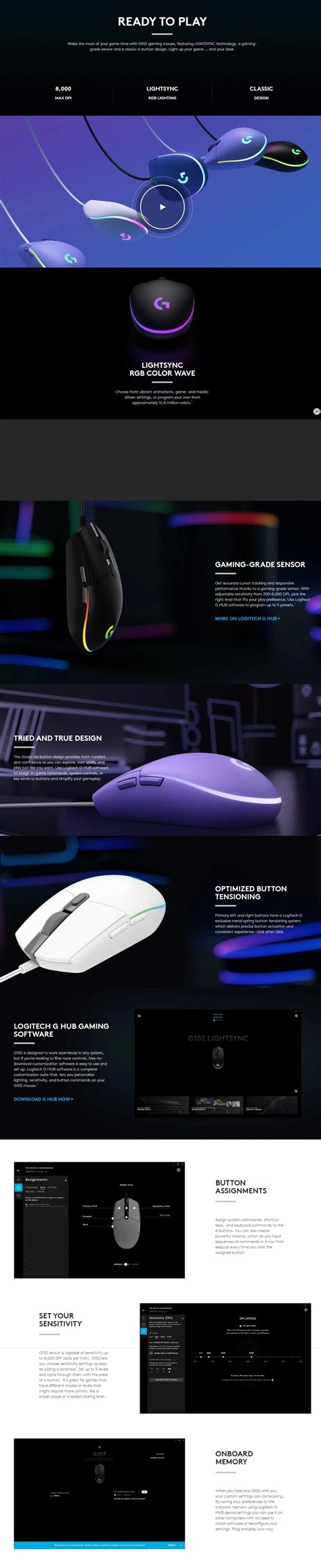 Logitech G102 Lightsync Gaming Mouse Technology Valley