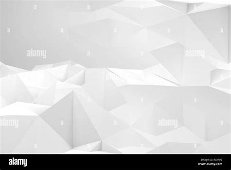 Abstract White Digital Background Texture Intersected Low Poly Structures 3d Illustration