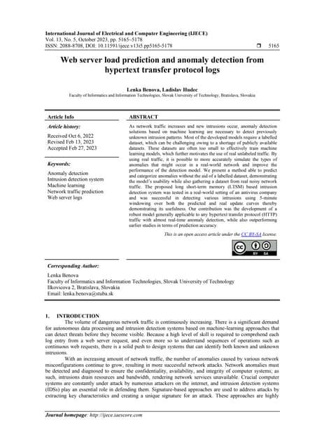 Web Server Load Prediction And Anomaly Detection From Hypertext