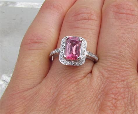 Pink Sapphire Engagement Ring On Hand