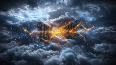 Digital Innovation Center In The Clouds Futuristic Technology