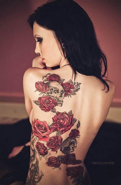 Brunette Babe With Rosses Tattoo On Her Naked Back Amazing Girl Pic