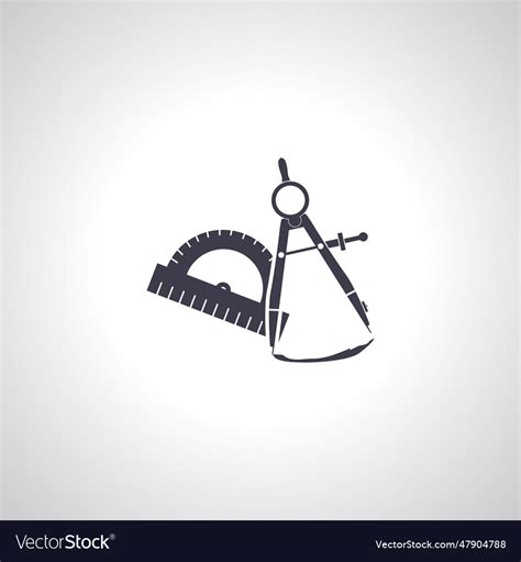 Compass And Protractor Geometry Icon Education Vector Image