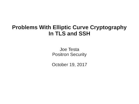 PDF Problems With Elliptic Curve Cryptography In TLS And SSH What Is Elliptic Curve