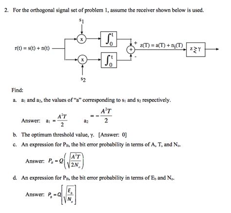 For The Orthogonal Signal Set Of Problem 1 Assume