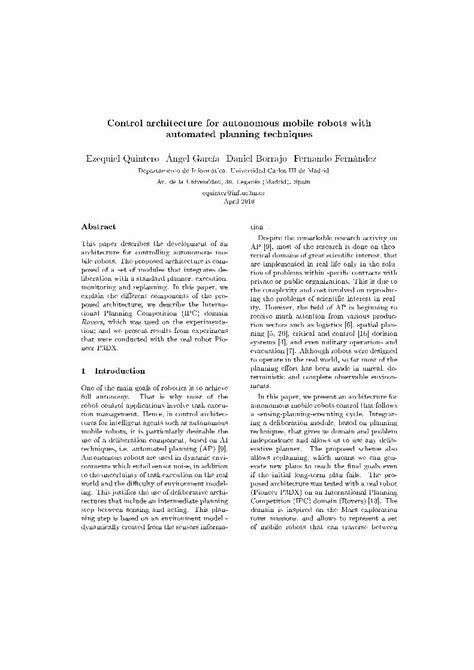Pdf Control Architecture For Autonomous Mobile Robots With Agolaya