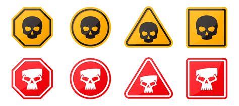 Premium Vector Warning Sign Collection With Skull Icon Set Of Caution