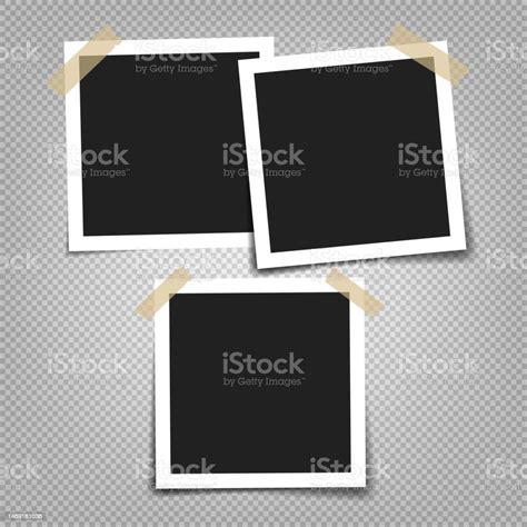다른 색상과 종이 클립의 접착 테이프와 사진 프레임입니다 투명한 배경에 다른 크기의 사진 현실적인 벡터 메이크업 검은색에 대한 스톡 벡터 아트 및 기타 이미지 Istock