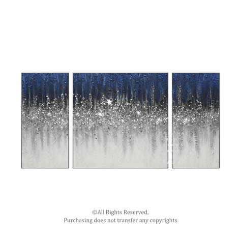 Set Of 3 Glitter Wall Art Shiny Canvas Decor