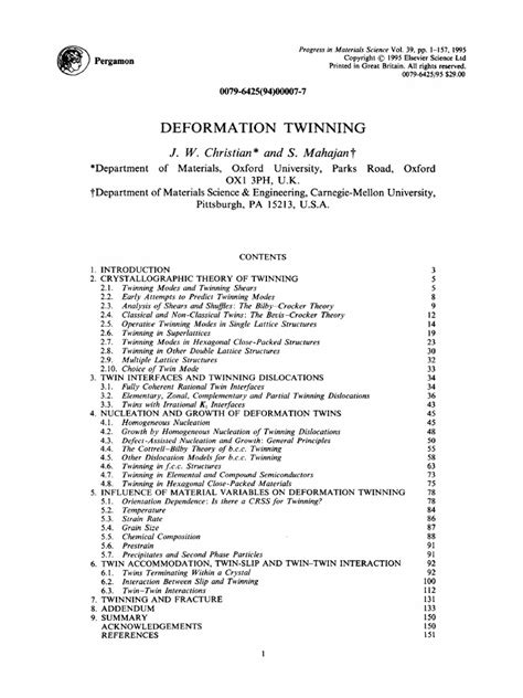 Deformation Twinning Pdf Plasticity Physics Dislocation