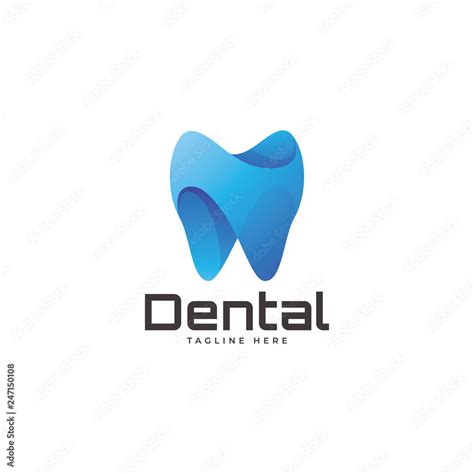 Abstract Blue Gradient Color Teeth Tooth Dental Logo Icon Stock Vector