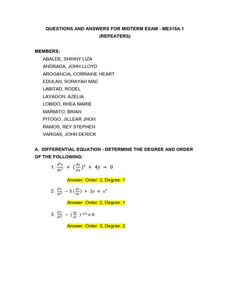 Me3153a1 Question And Answers For Midterm Exam Repeaters 3a Pdf