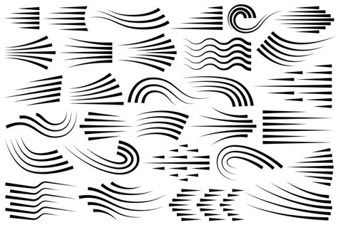 Black Speed Lights Collection Set Of Motion Lines Graphic Design