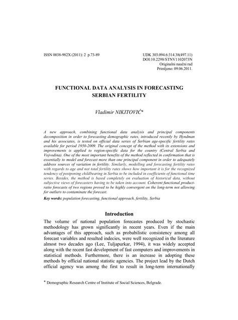 Pdf Functional Data Analysis In Forecasting Serbian Fertility