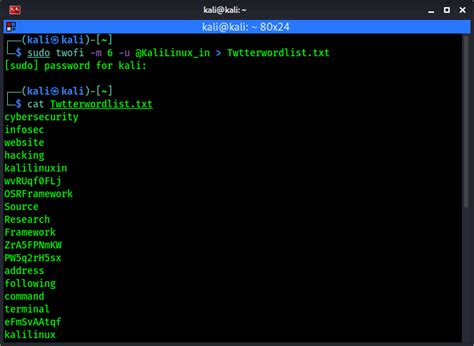 Создание словаря для брута Twitter с помощью Twofi