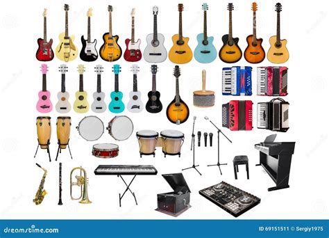 Set Of Different Musical Instruments Isolated On White Background Stock Image Image Of