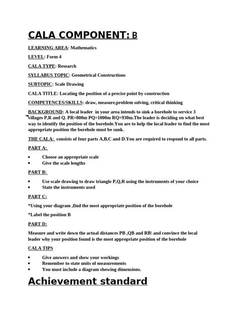 Cala Component B Maths Pdf