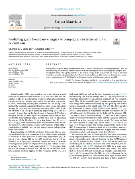 Pdf Predicting Grain Boundary Energies Of Complex Alloys From Ab