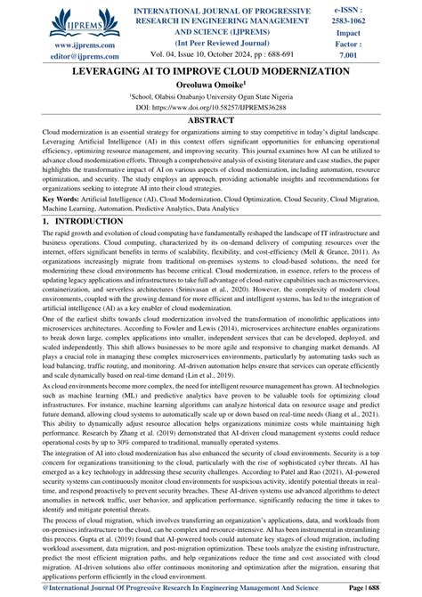 Pdf Leveraging Ai To Improve Cloud Modernization