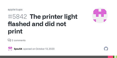 The Printer Light Flashed And Did Not Print Issue Apple Cups GitHub