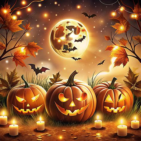 Adorable Pumpkins With Soft Candlelight Background Halloween
