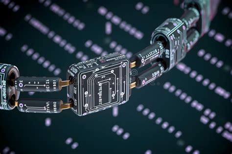 Digital Chains With Coding Blockchain Concept Stock Illustration