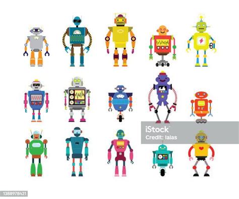 다른 만화 로봇 캐릭터의 세트 흰색 배경에 고립 된 우주인 사이보그 벡터 그림입니다 개념에 대한 스톡 벡터 아트 및 기타 이미지 개념 개념과 주제 과학 Istock