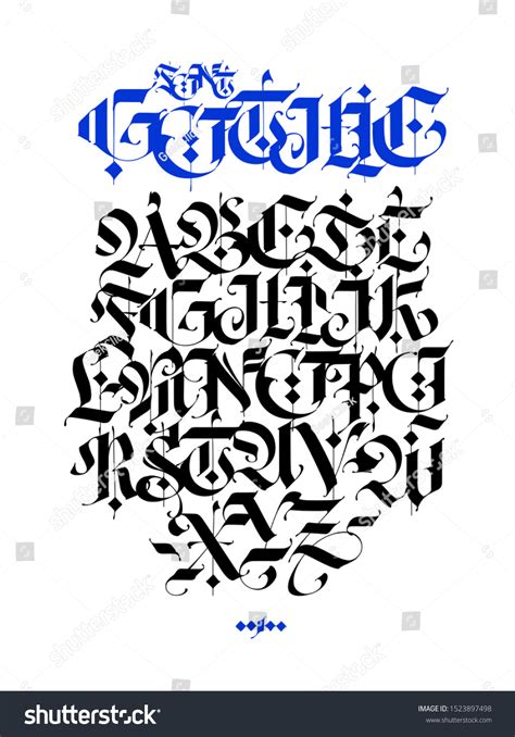 고딕 영어 알파벳입니다벡터 세트문신 개인 및 스톡 벡터로열티 프리 1523897498