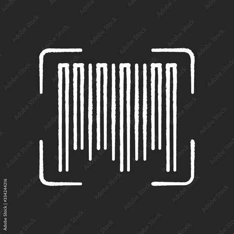 Barcode Chalk White Icon On Black Background Universal Product Code Quality Control Item
