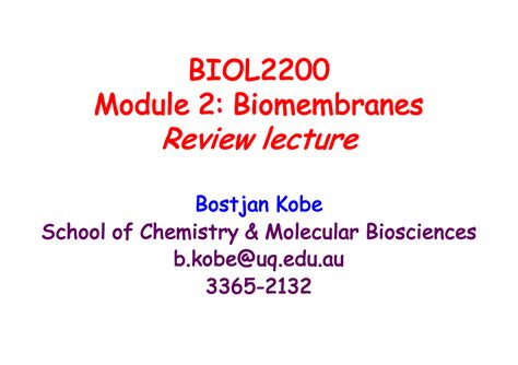 Biol2200 2022 Module 2 Biomembranes Lecture Summary Biol Module 2