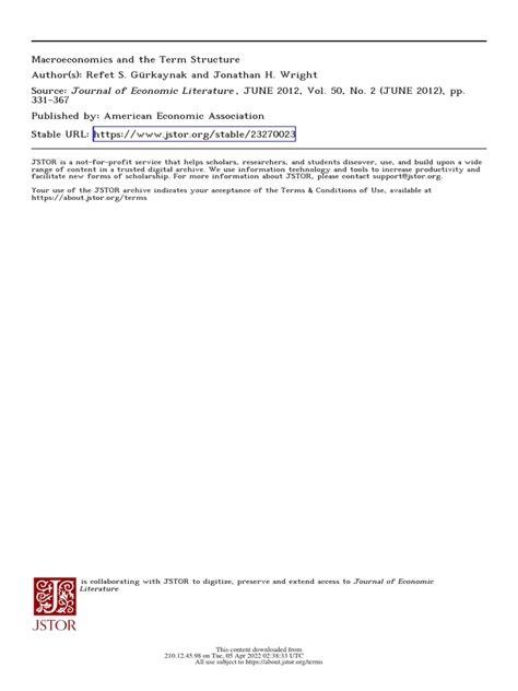 2012 Macroeconomics And The Term Structure Pdf Yield Curve Yield Finance