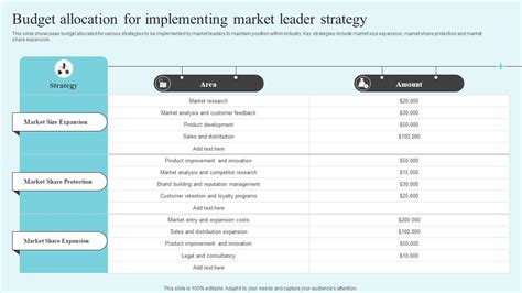 Budget Allocation For Implementing The Market Leaders Guide To Dominating Your Industry Strategy