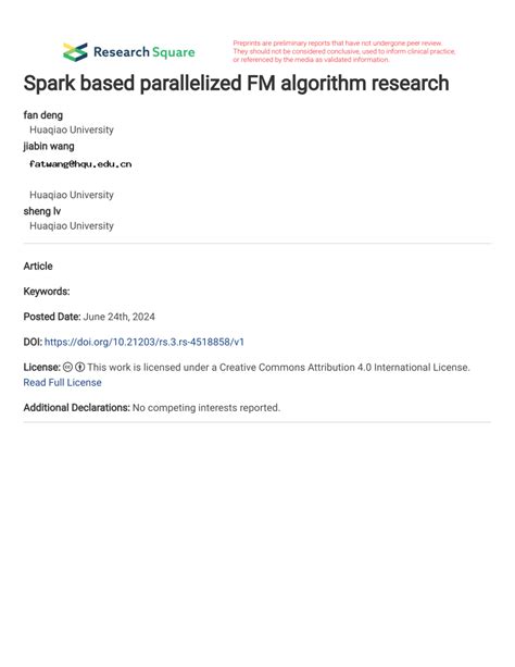 Pdf Spark Based Parallelized Fm Algorithm Research