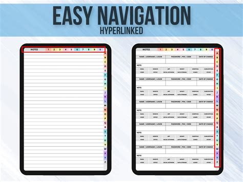 Digital Password Notebook For Goodnotes Notability Android Etsy