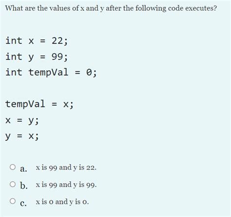 Solved What Are The Values Of X And Y After The Following