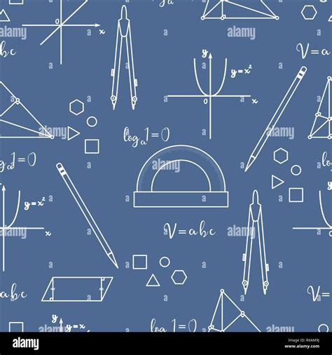 Mathematical Scientific Vector Seamless Pattern With Geometry Plots