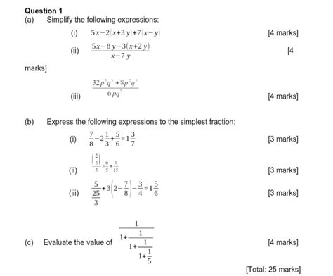 Solved Question 1 A Simplify The Following Expressions