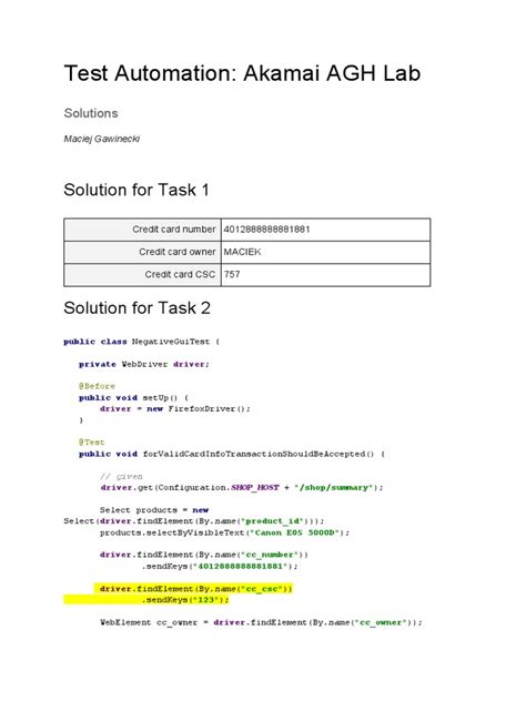 Test Automation Akamai Agh Lab Solutions Pdf Computing Software