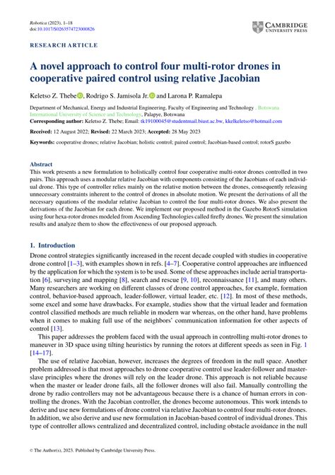 Pdf A Novel Approach To Control Four Multi Rotor Drones In Cooperative Paired Control Using