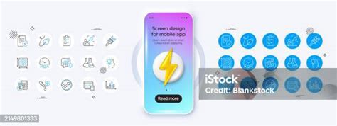 화학 실험실 정사각형 영역 및 계정 라인 아이콘 웹앱의 경우 인쇄 3d 에너지 아이콘이 있는 전화 모형 벡터 3차원 형태에 대한 스톡 벡터 아트 및 기타 이미지 Istock